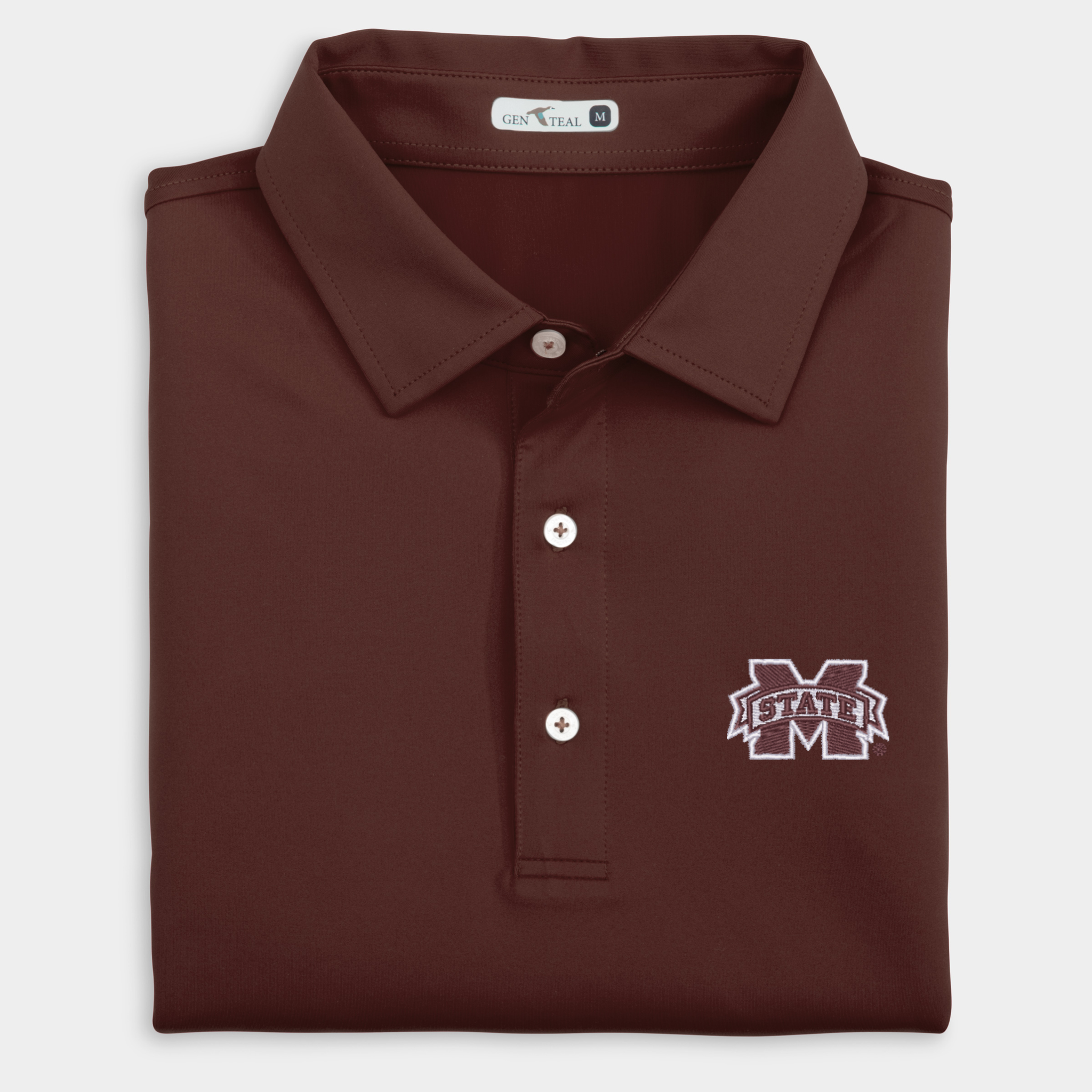 Mens Mississippi State Vault Solid Performance Polo | GenTeal Mens Apparel